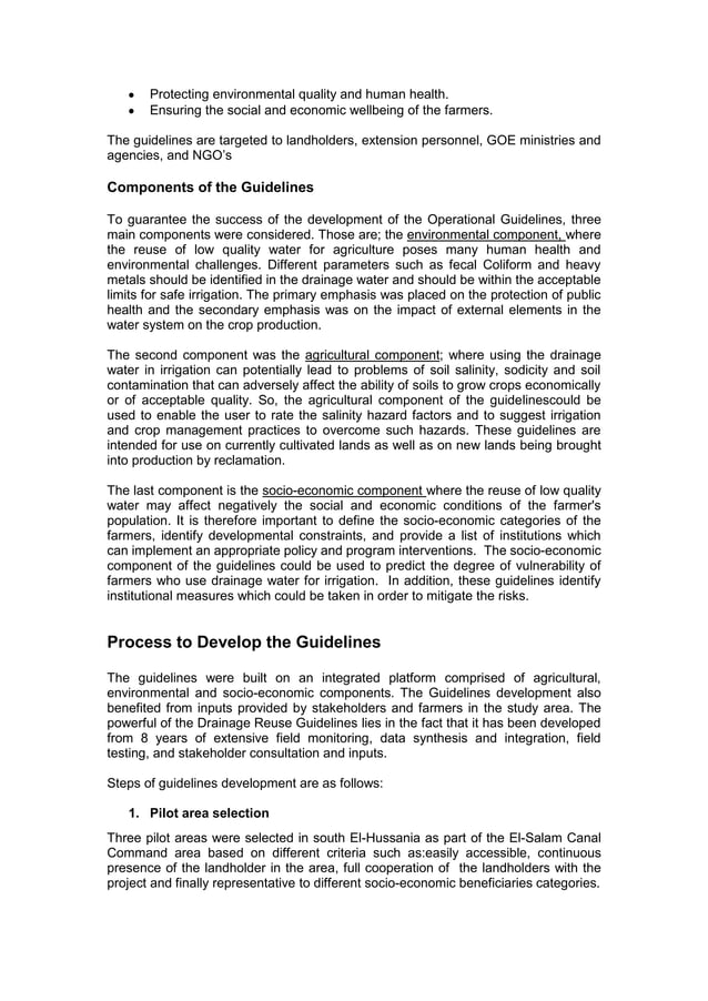 Operational Drainage Water Reuse Guidelines | PDF