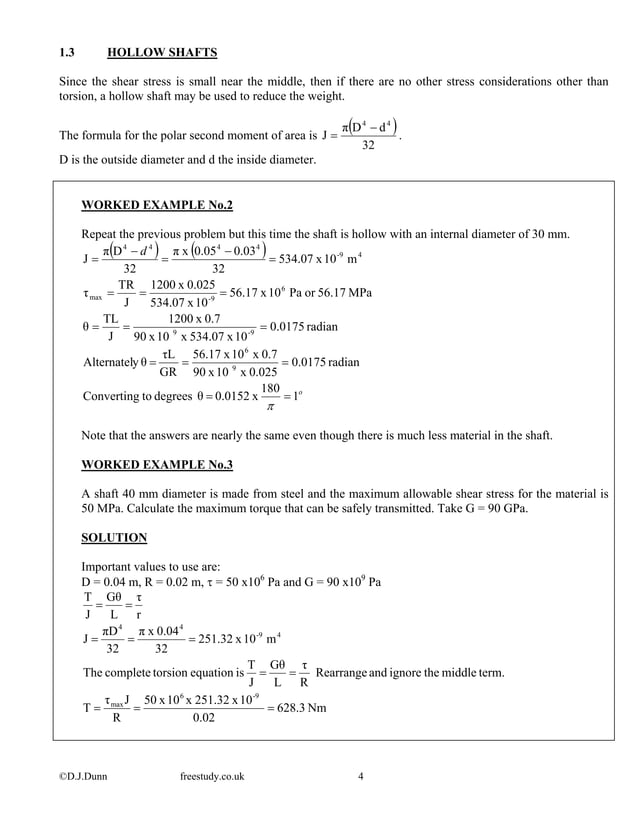 Torsion Hollow Shaft | PDF | Physics | Science