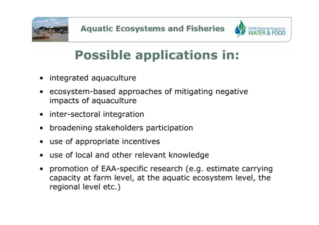 Fisheries in an agro-ecosystems approach | PDF | Agriculture | Industries