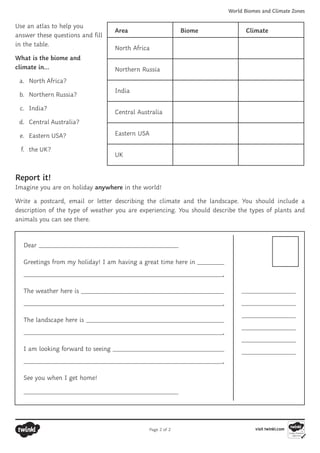 world-biomes-and-climate-zones-activity-sheet | PDF