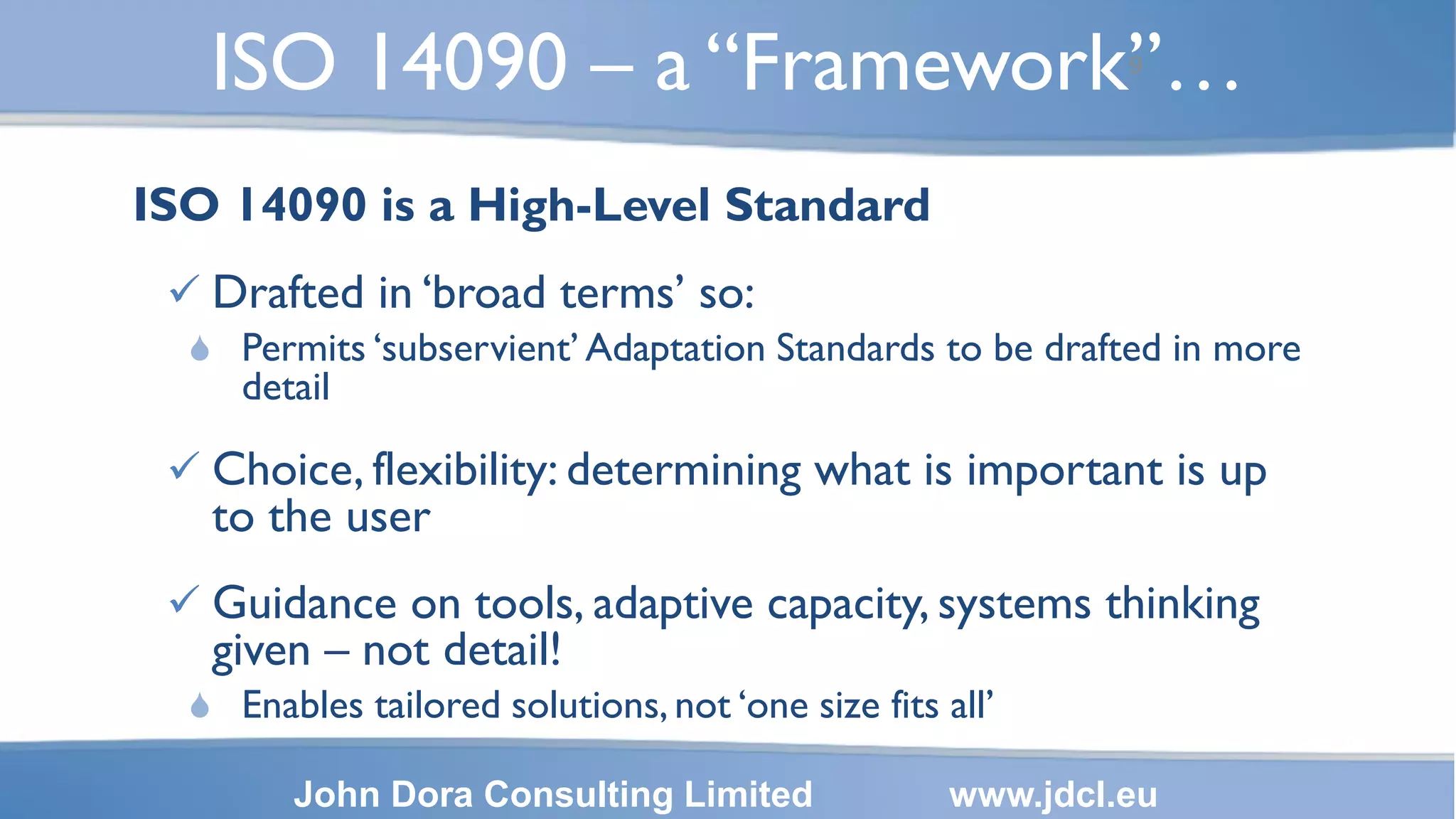 New Guidance & Standards for Climate Change Adaptation (John Dora) | PPT