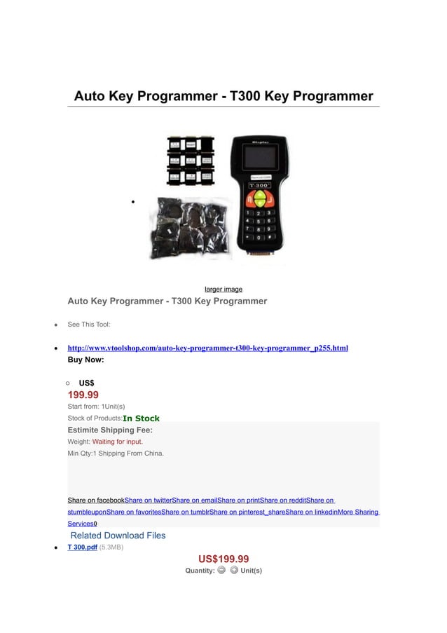 T300 key programmer | DOC | Programming Languages | Computing