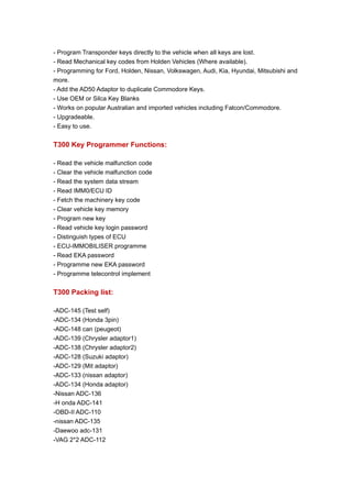T300 key programmer | DOC