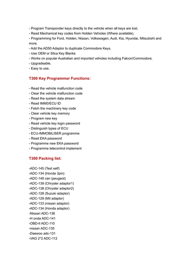 T300 key programmer | DOC | Programming Languages | Computing