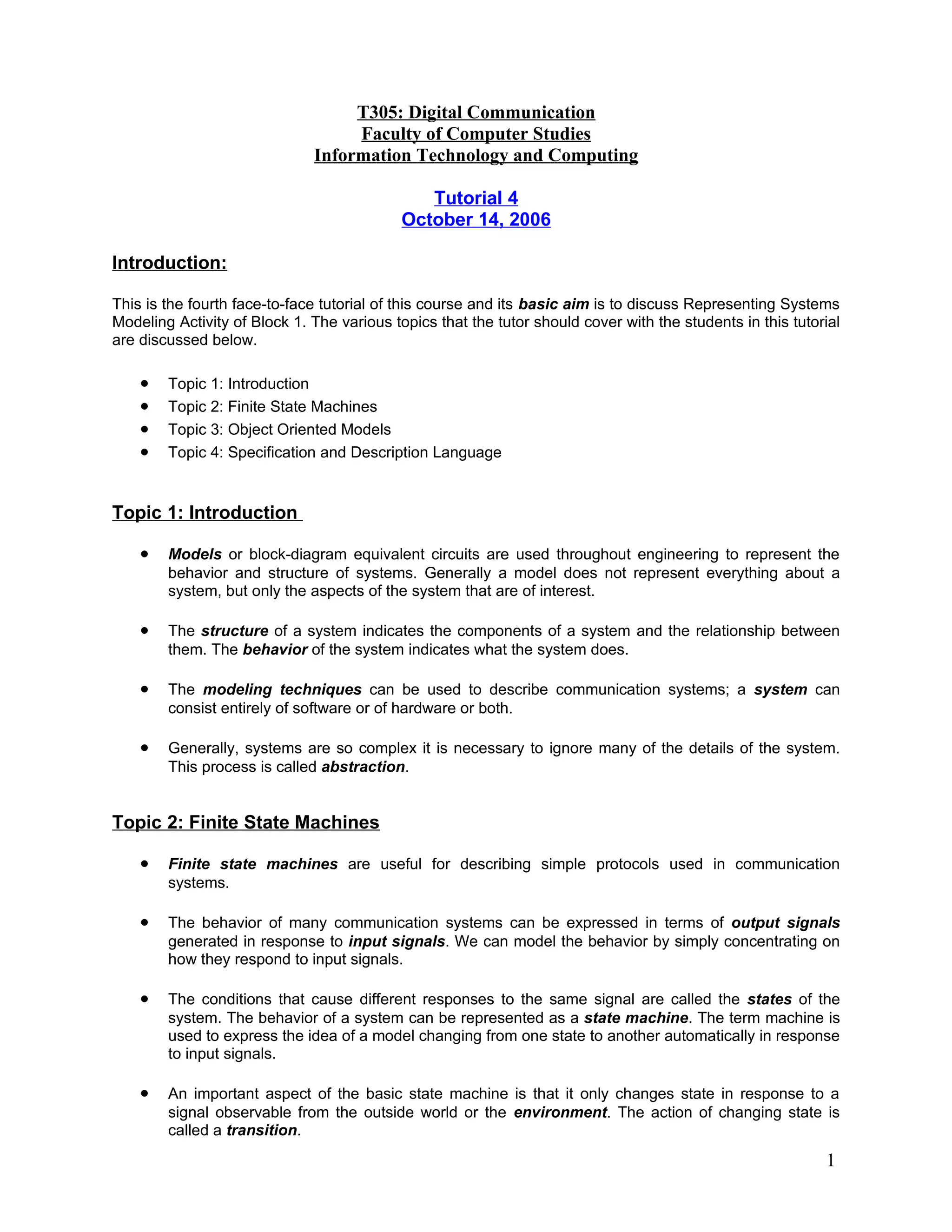 T305 tutorial 4 | DOC | Programming Languages | Computing