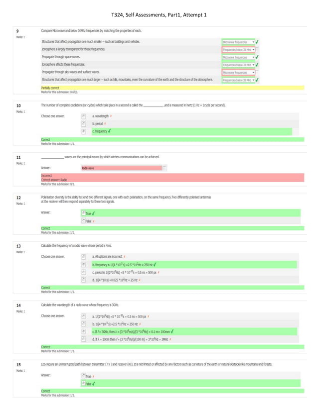 T324 Self Assessment Block I Part1 Attempt1 | PDF
