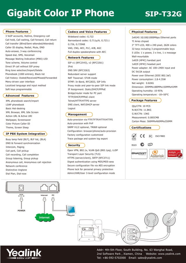 T32 g datasheet-yealink | PDF