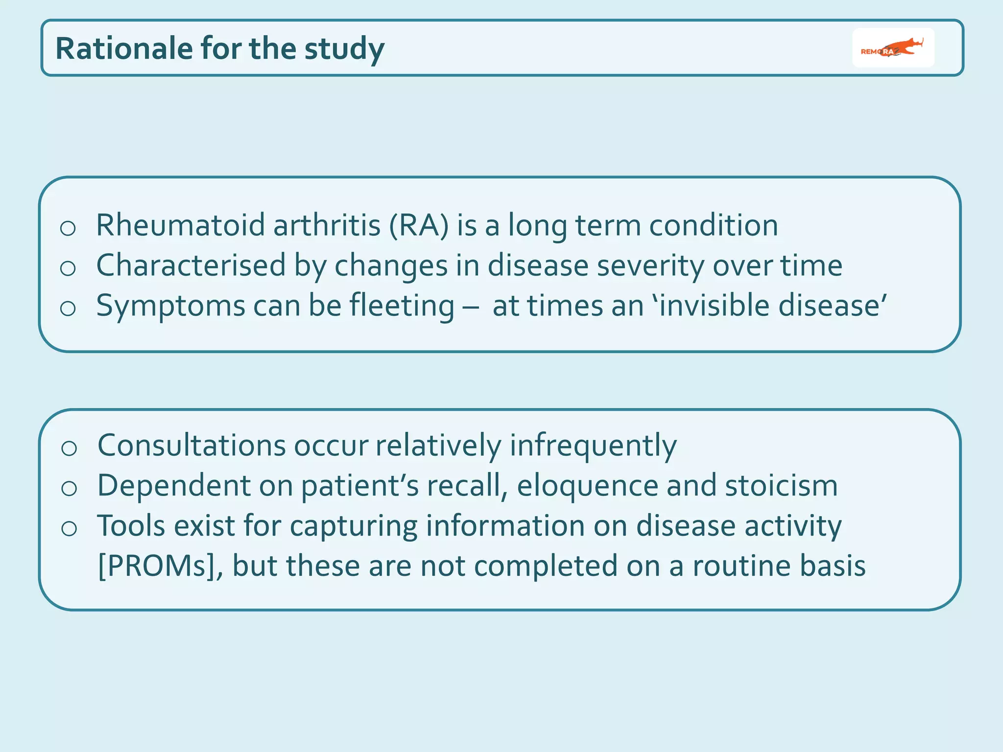 Remote Monitoring of Rheumatoid Arthritis using a Smartphone app | PPT
