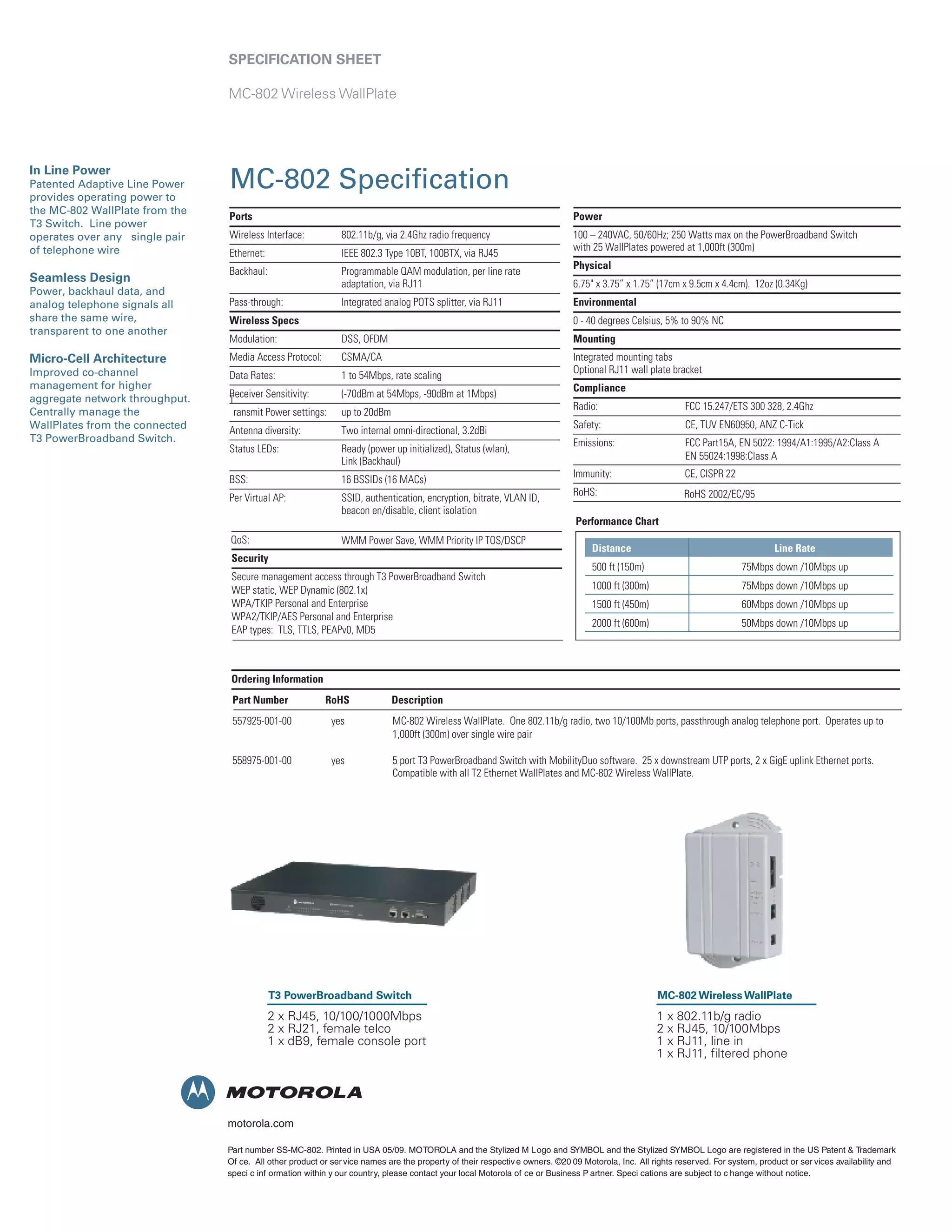 T3 mc 802-wireless_wall_plate_specsheet | PDF