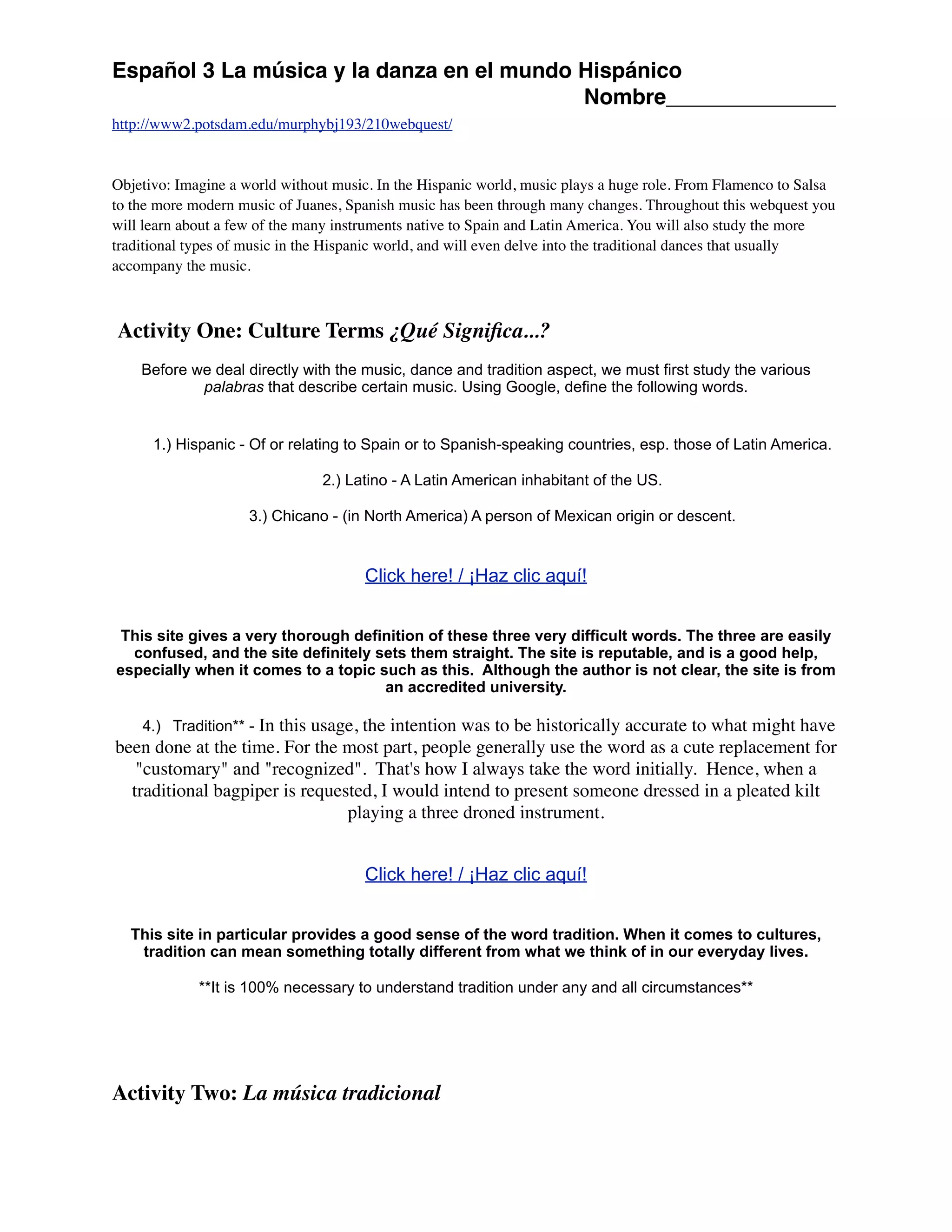 T4.2 music/dance webquest | PAGES