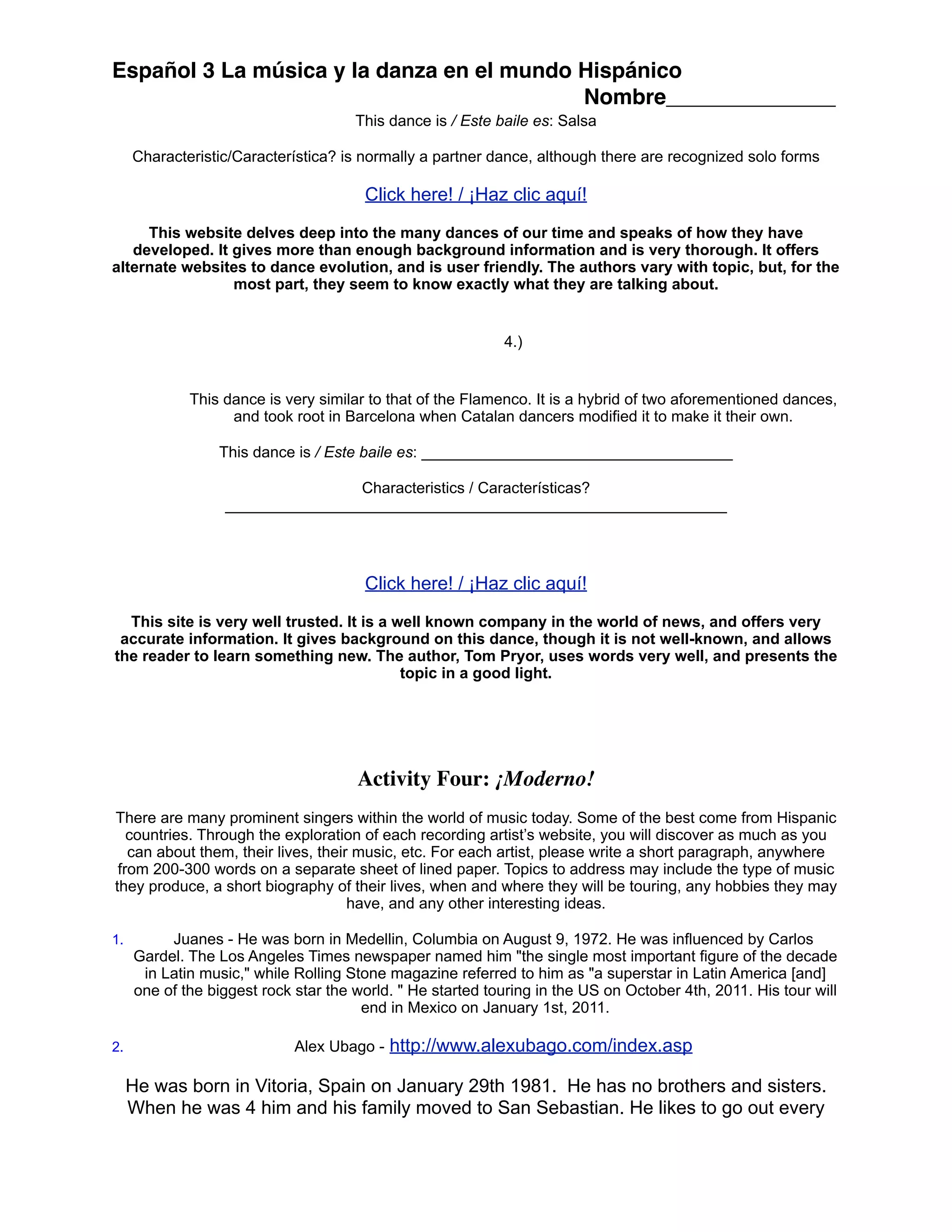 T4.2 music/dance webquest | PDF