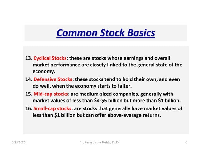 t4-common stock basics.pptx | Stocks and Bonds | Personal Investing