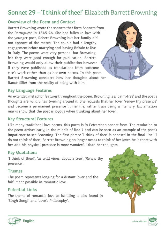 T4 e-1178-sonnet-29-by-elizabeth-barrett-browning-revision-sheets ...
