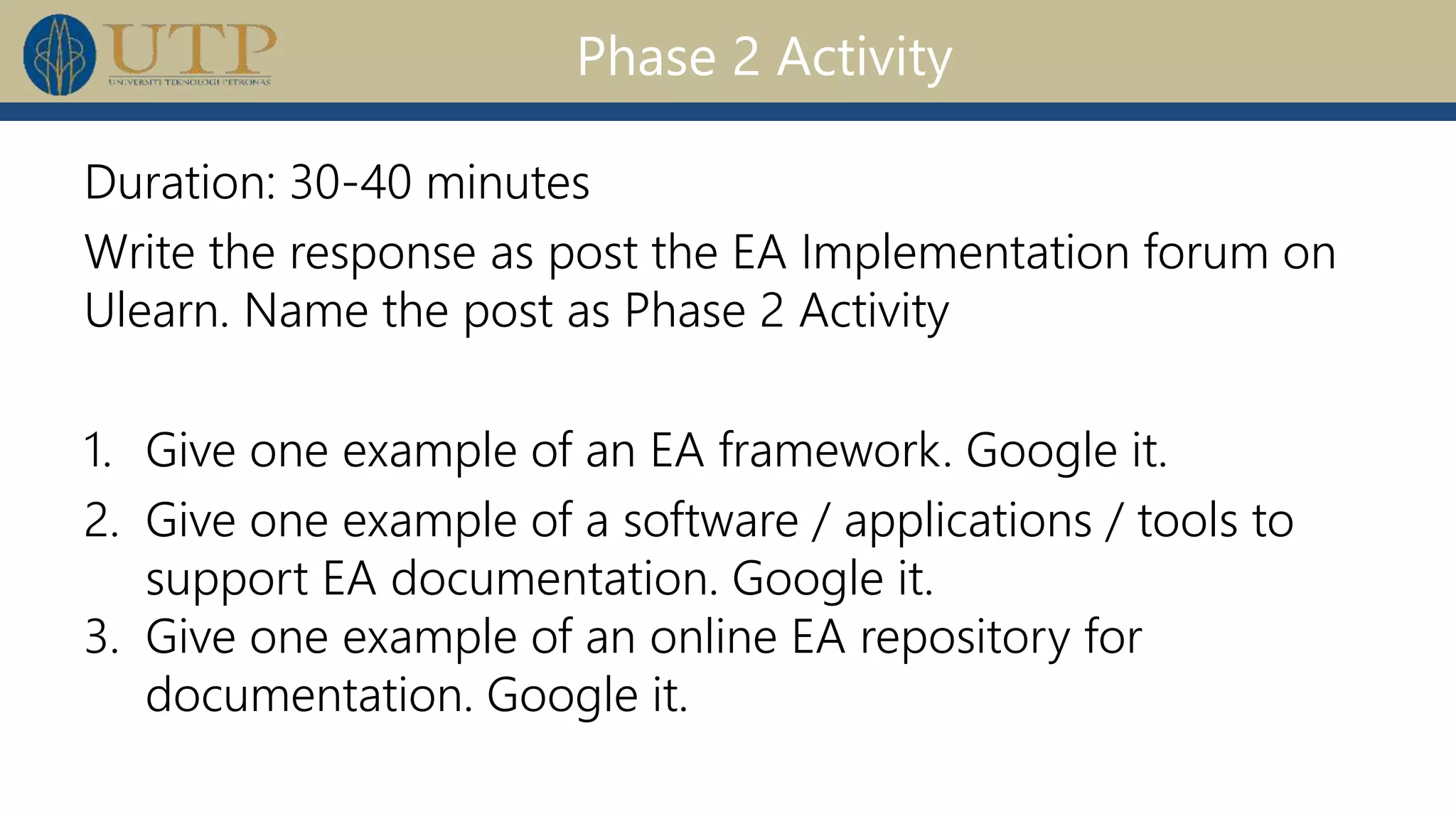 Enterprise Architecture Implementation Methodology | PPTX
