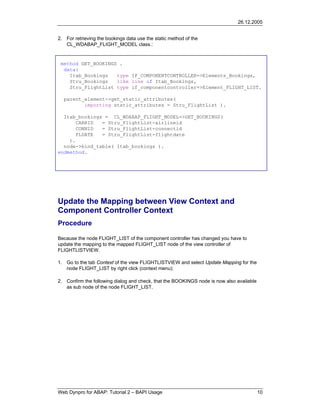 T4 web dynpro for abap - display bookings for selected flights | PDF | Free Download