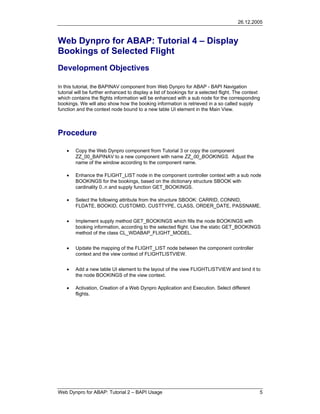 T4 web dynpro for abap - display bookings for selected flights | PDF | Free Download