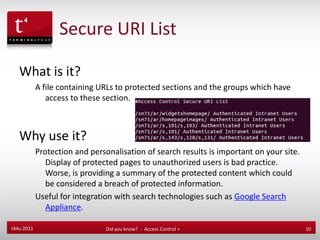 TERMINALFOUR t44u 2011 - Did you know - Advanced access control and htaccess | PDF