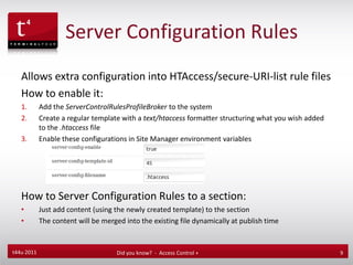 TERMINALFOUR t44u 2011 - Did you know - Advanced access control and htaccess | PDF