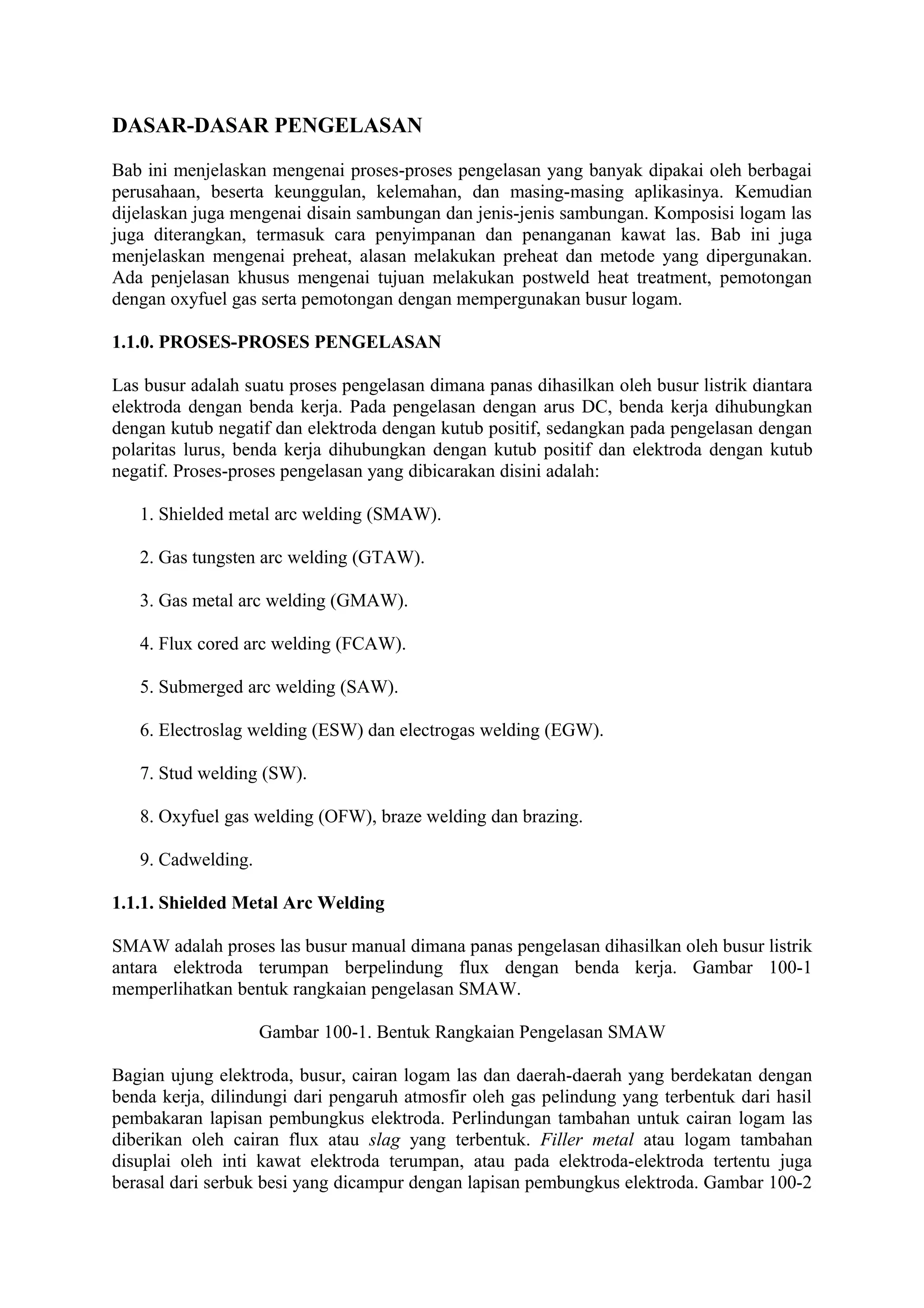 Dasar dasar proses pengelasan | DOC
