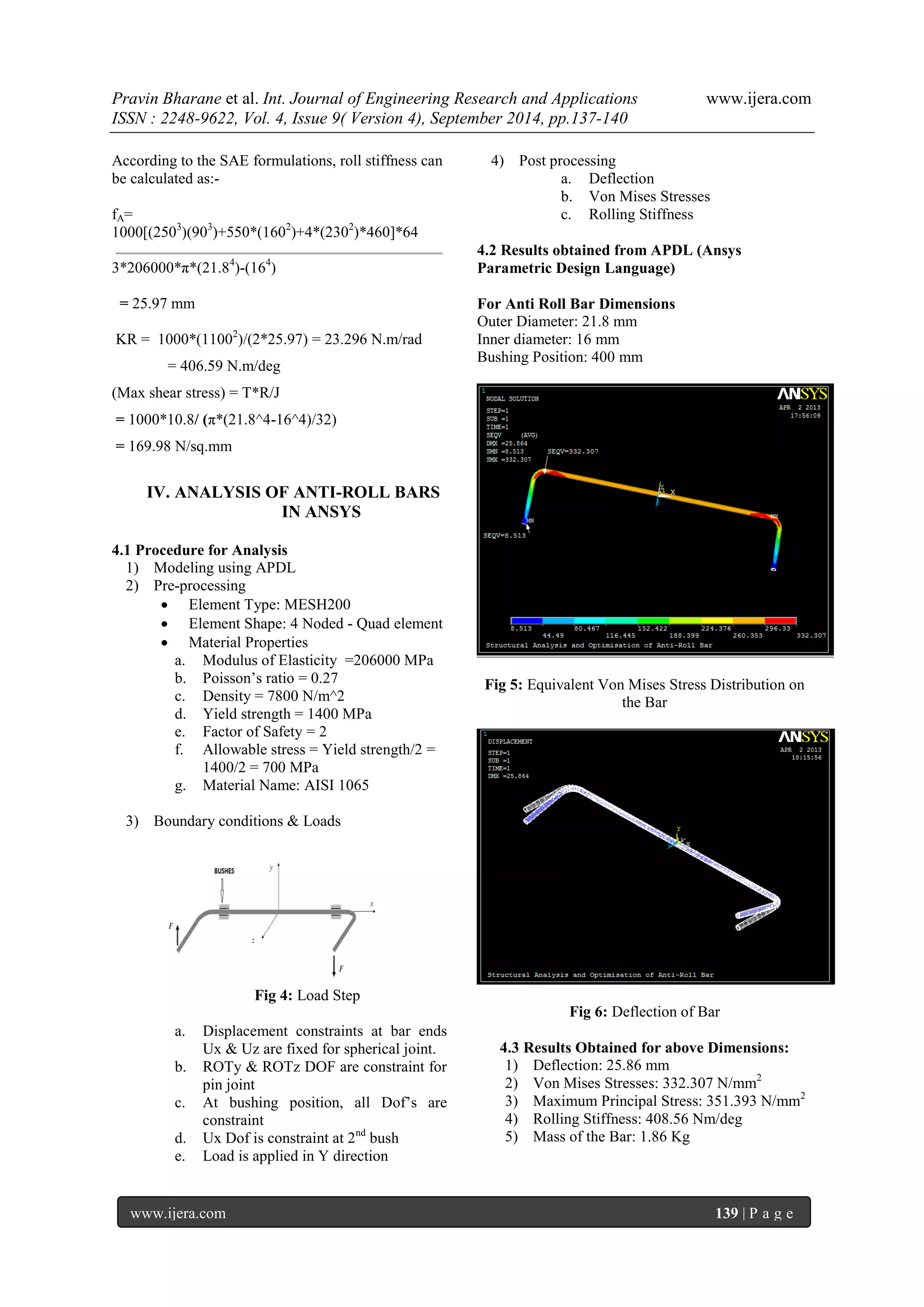 Design, Analysis and Optimization of Anti-Roll Bar | PDF