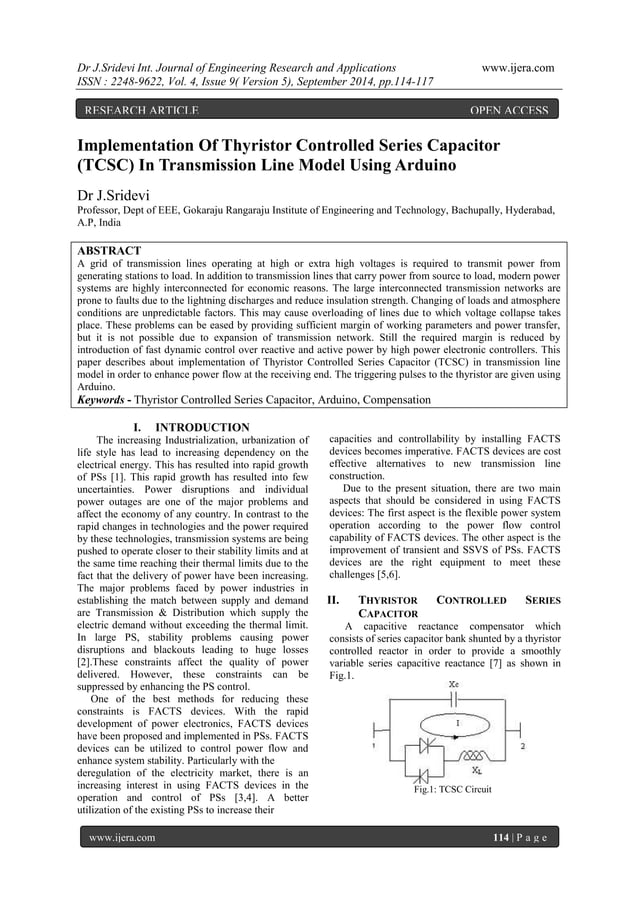 Implementation Of Thyristor Controlled Series Capacitor (TCSC) In ...