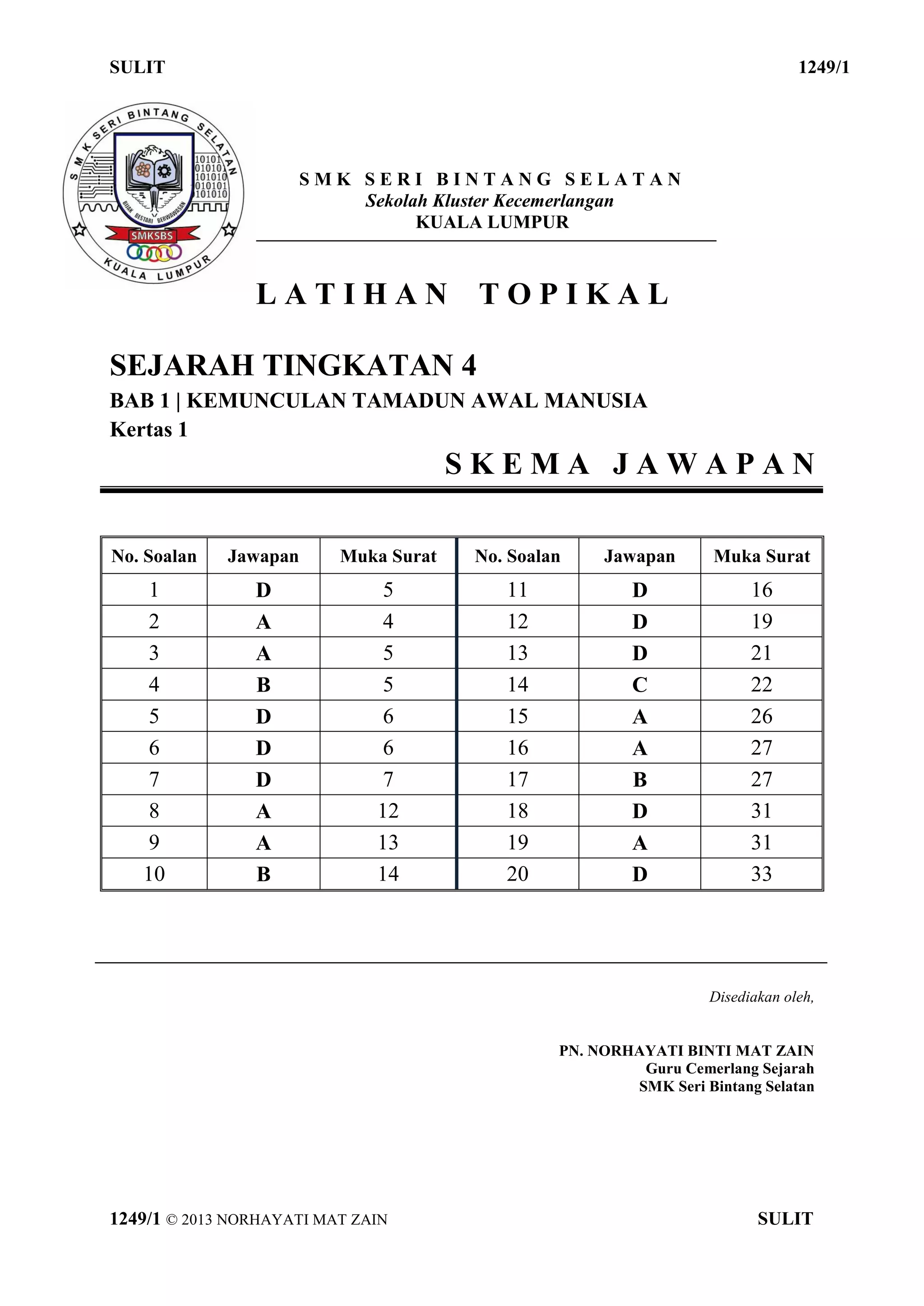 T4 b1 k1 objektif (skema jawapan) | PDF