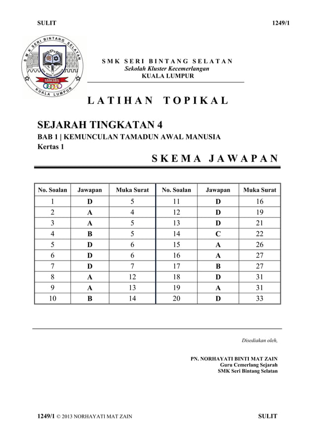 T4 b1 k1 objektif (skema jawapan) | PDF