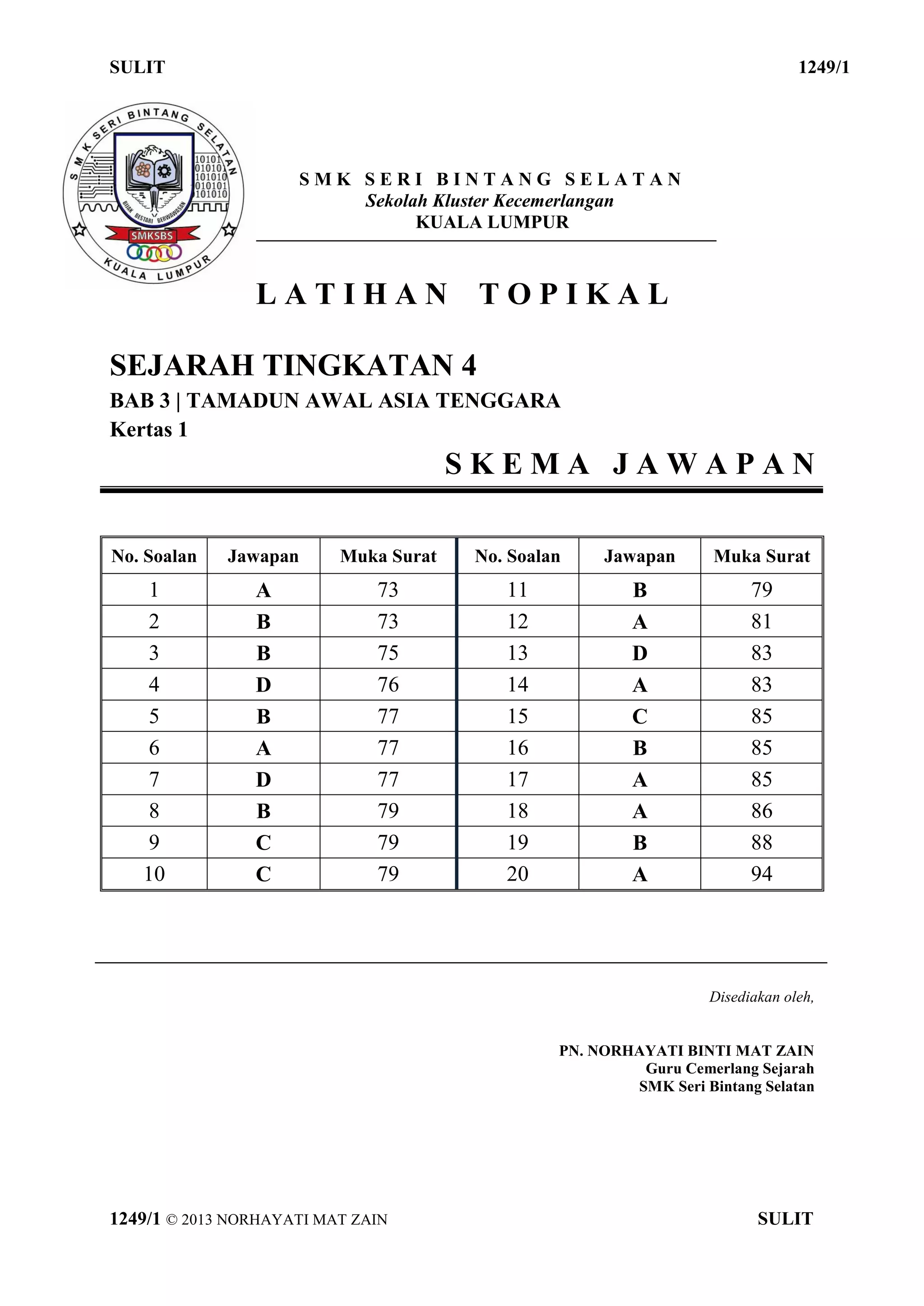 T4 b3 k1 objektif (skema jawapan) | PDF