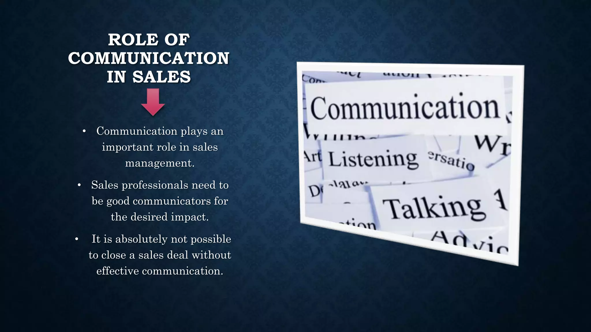 Role of EFFECTIVE COMMUNICATION IN SALES MANAGEMENT | PPTX