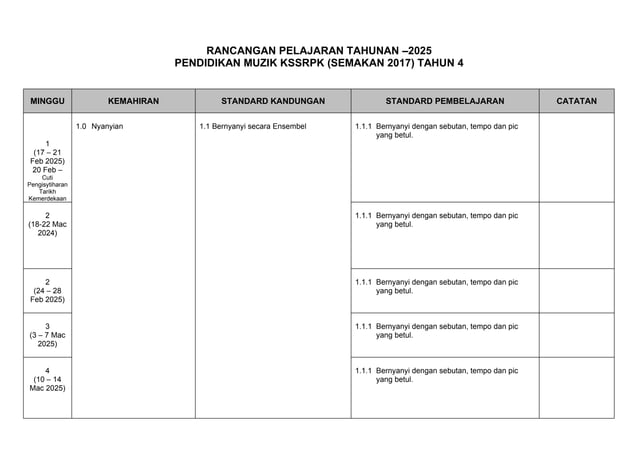 KSSRPK (SEMAKAN 2017) PENDIDIKAN MUZIK TAHUN 4 | PPT