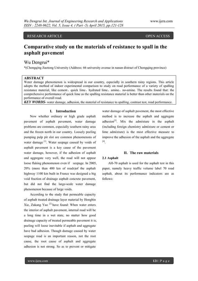 Comparative study on the materials of resistance to spall in the ...