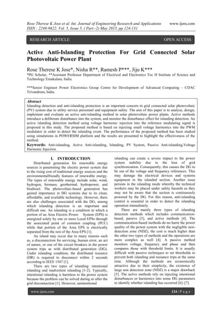 Active Anti-Islanding Protection For Grid Connected Solar Photovoltaic Power Plant | PDF