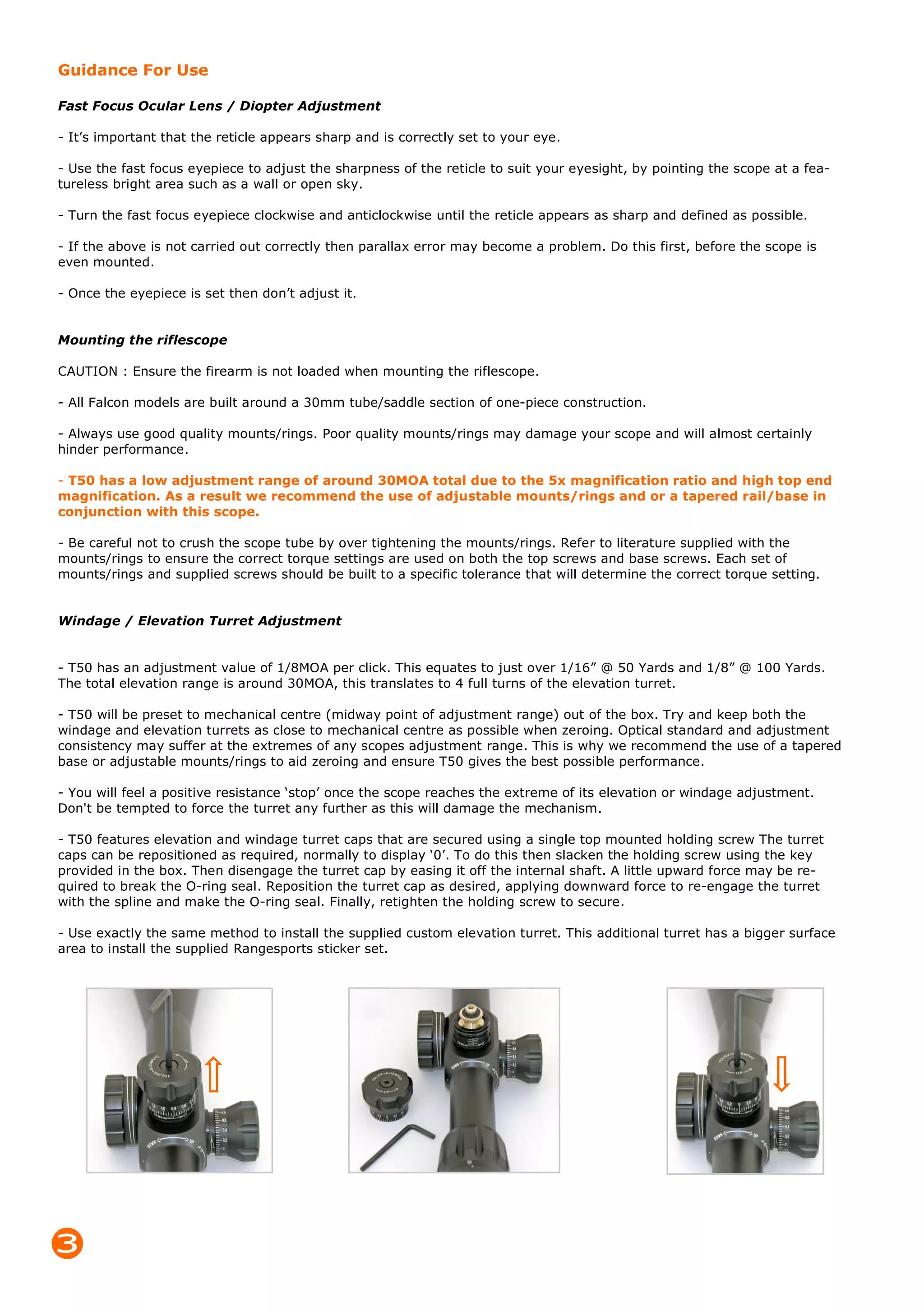 Instruction manual | Falcon T50 | Optics Trade | PDF