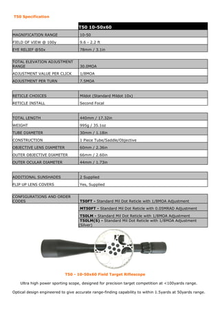 Instruction manual | Falcon T50 | Optics Trade | PDF