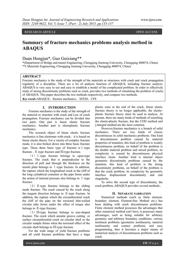 Summary of fracture mechanics problems analysis method in ABAQUS | PDF | Physics | Science