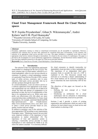 Cloud Trust Management Framework Based On Cloud Market spaces | PDF