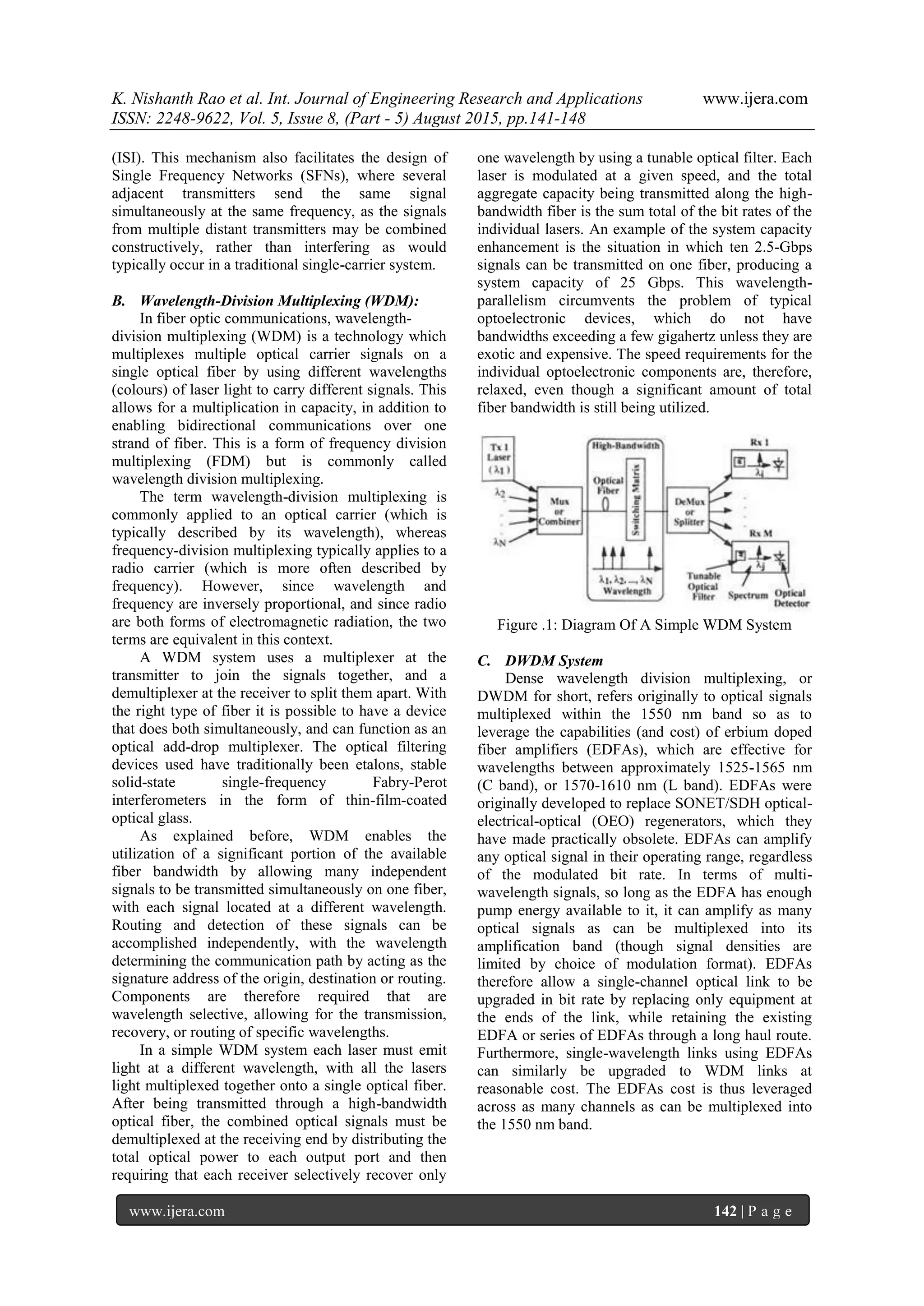 Single Mode Optical Fiber in Rof System Using DWDM | PDF