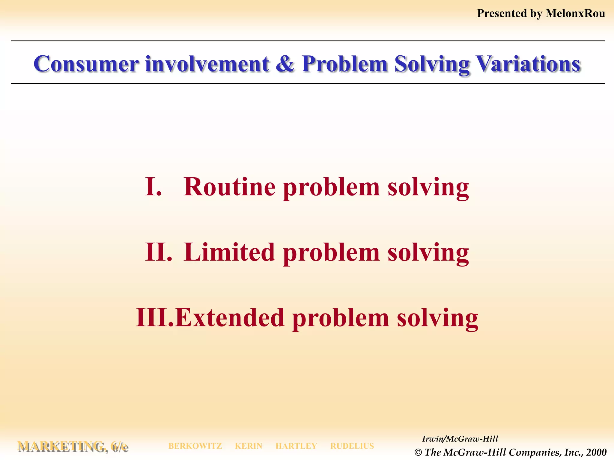 Consumer Berhaviour Consumer involvement & Problem Solving Variations | PPT | Business ...