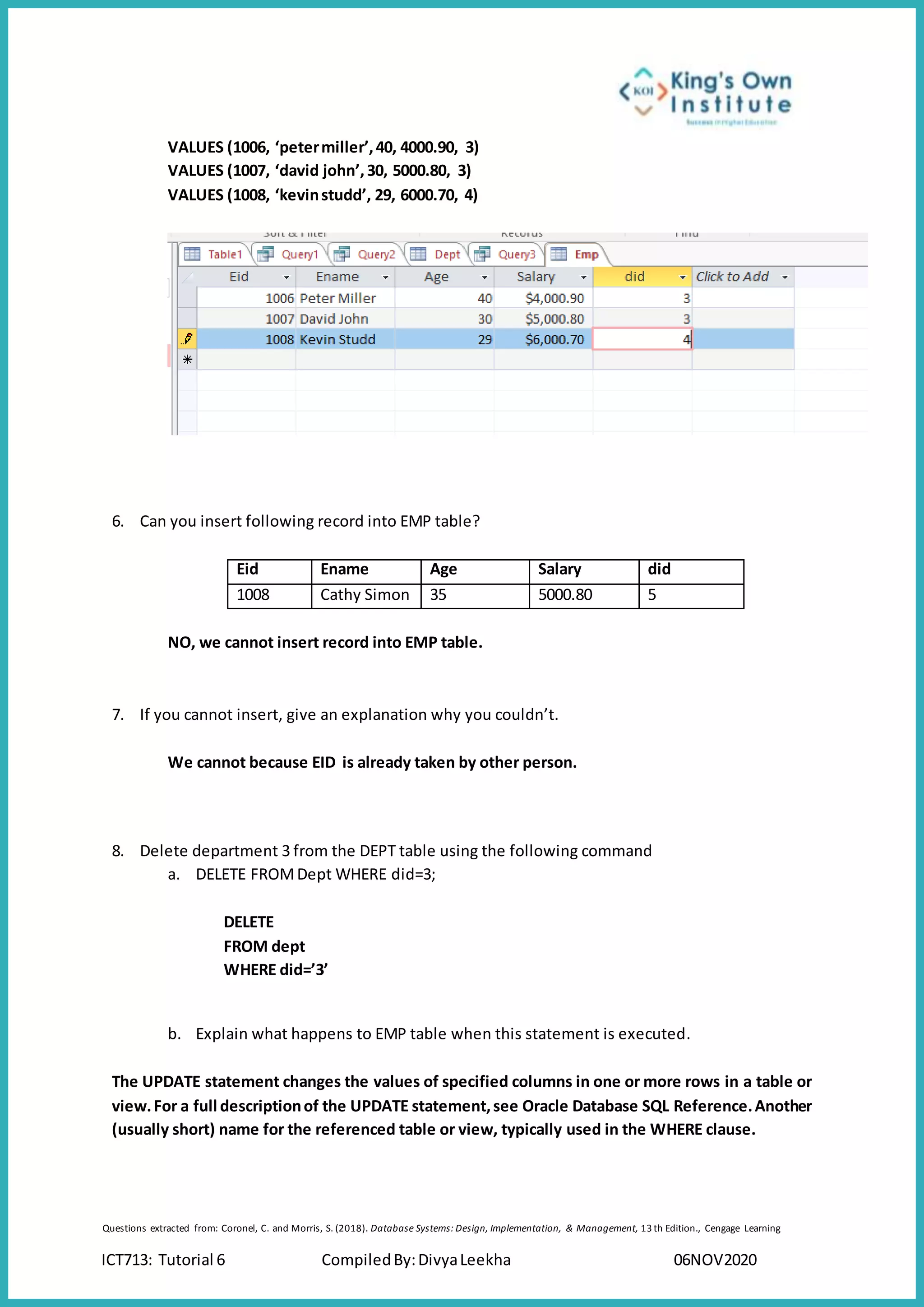 T6 | DOCX | Databases | Computer Software and Applications