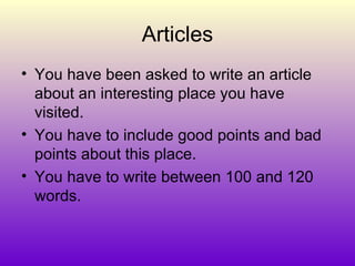 T6 Writing Articles Powerpoint | PPT