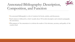 Annotated Bibliography | PPTX