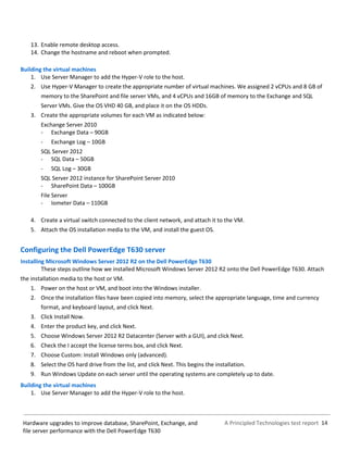 Hardware upgrades to improve database, SharePoint, Exchange, and file server performance with ...
