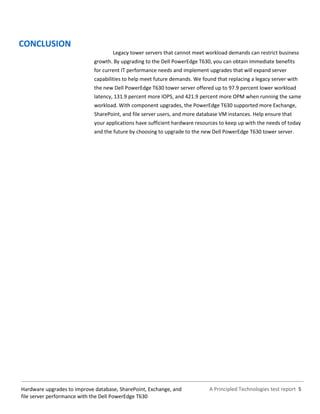 Hardware upgrades to improve database, SharePoint, Exchange, and file server performance with ...