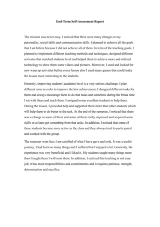 Self- assessment | PDF