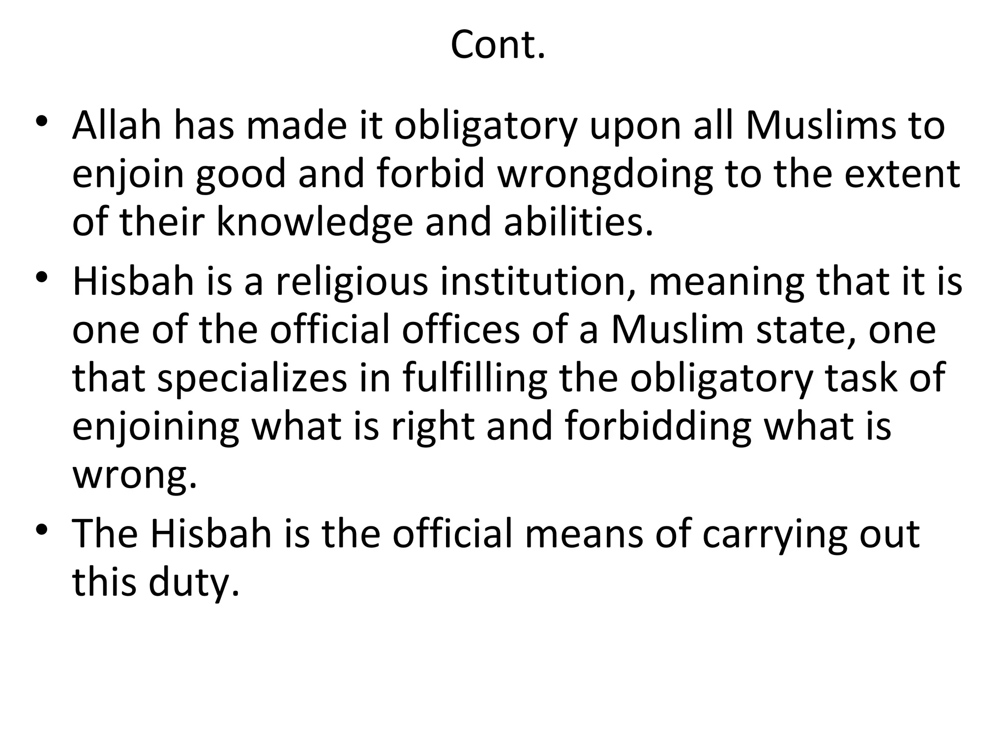 T6 role of hisbah in islam | PPT