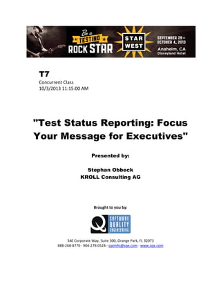 Test Status Reporting: Focus Your Message for Executives | PDF