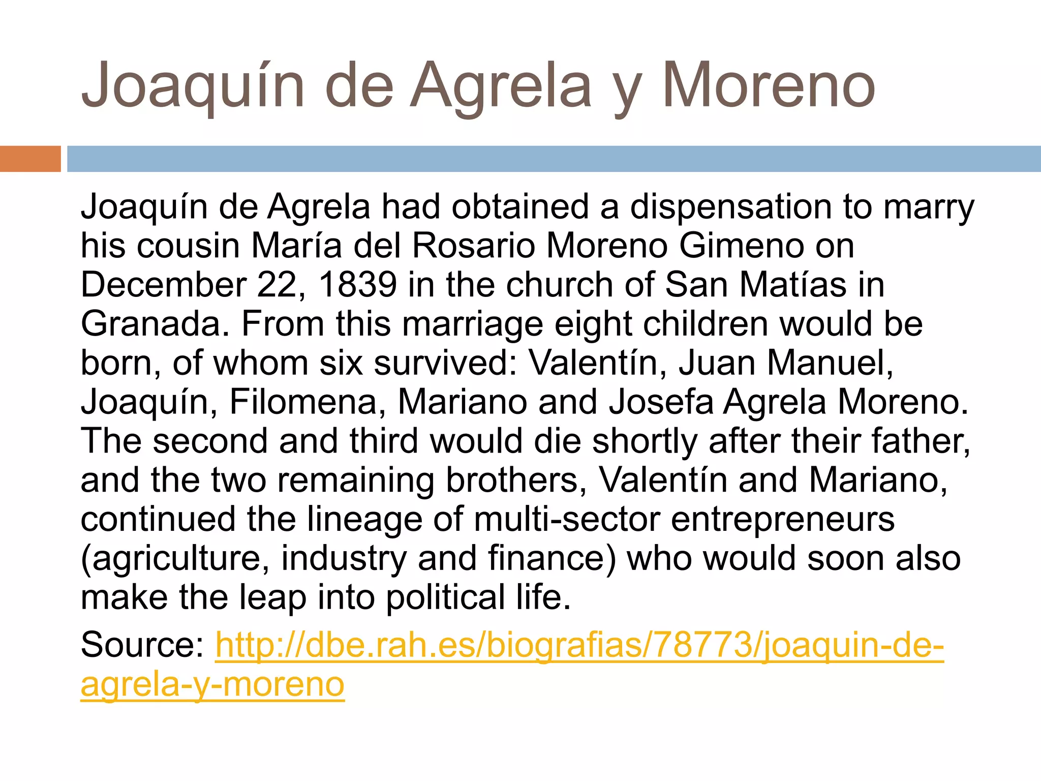 T8. Joaquin de Agrela y Moreno | PPTX