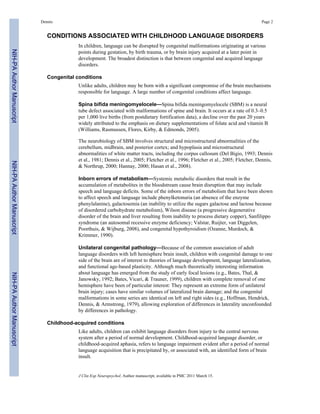 Language disorders in children with central nervous system injury ...