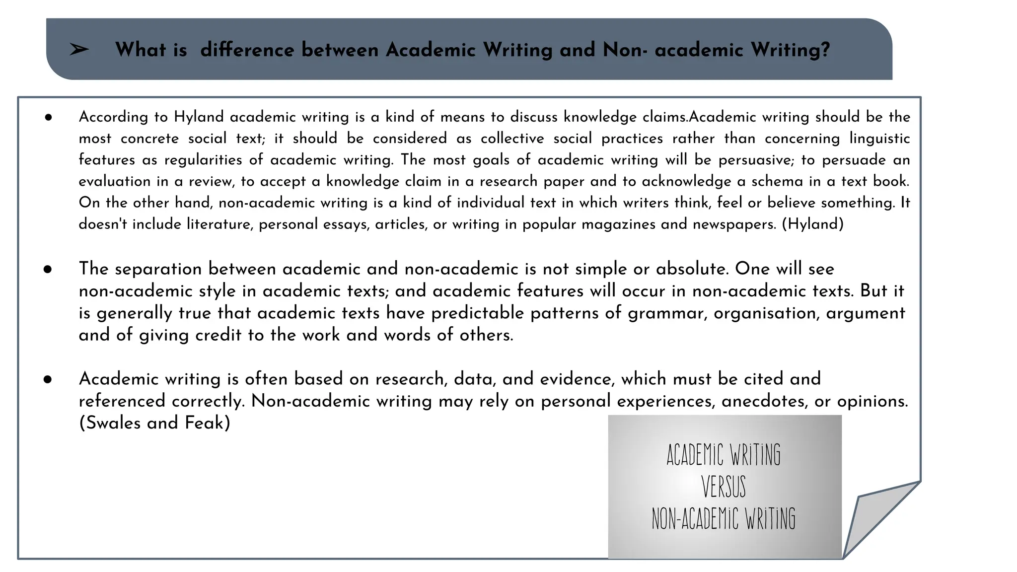 Difference between Academic Writing and Non-Academic Writing | PDF