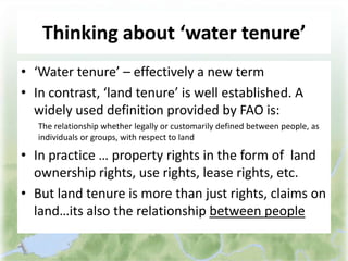 T8: Conceptualizing water tenure | PPT